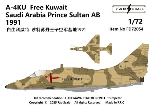 Fab Scale FD72054 Douglas A-4 KU Skyhawk - Free Kuwait Saudi Arabia Prince Sultan AB (1991)