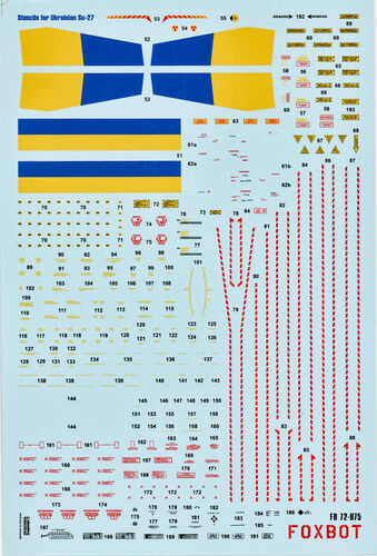 FOXBOT 72-075 Stencils For Ukrainian Su-27S/P And Su-27UB/UBM-1 (Airfix, Hasegawa, Heller, ICM, Trumpeter)