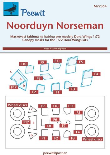 Peewit 72354 Noorduyn Norseman - Canopy Mask (For Dora Wings Kits)