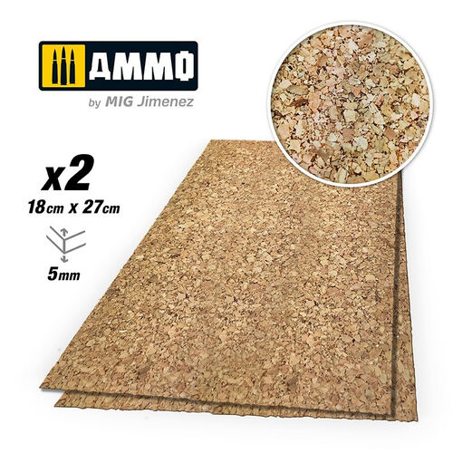 AMMO of Mig Jimenez 8845 Create Cork - Thick Grain (5 mm / 180 x 270 mm) - 2 pcs