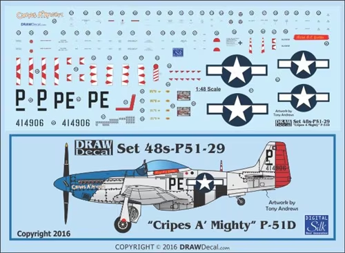 Draw Decal 48-P51-29 North American P-51 D - "Cripes A' Mighty" Gathering of Mustangs and Legends