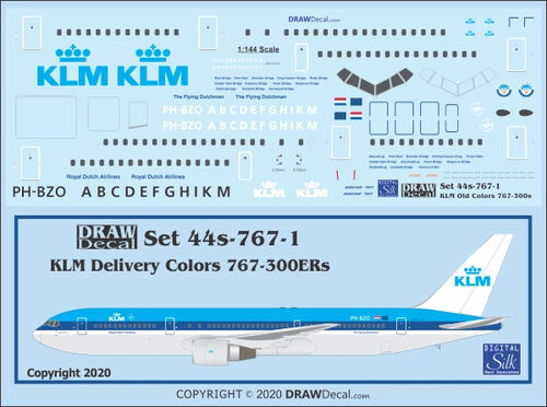 Draw Decal 44-767-01 Boeing 767-300ER - KLM Previous Colors