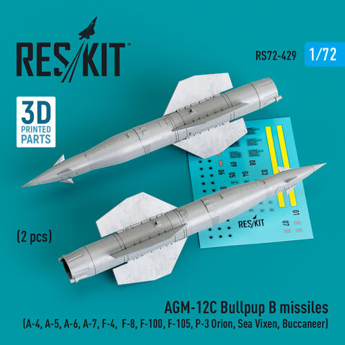 RES/KIT 72-0429 AGM-12C Bullpup B Missiles (2 pcs) (A-4, A-5, A-6, A-7, F-4, F-8, F-100, F-105, P-3 Orion, Sea Vixen, Buccaneer)