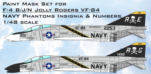 DN Models 48-827-123 F-4 B/J/N Jolly Rogers NAVY Phantoms Insignia and Numbers