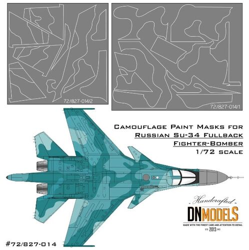 DN Models 72-827-014 Su-34 Fullback Camouflage Paint Masks Russian Fighter-Bomber (For Trumpeter)