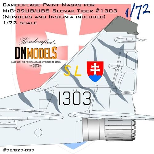 DN Models 72-827-037 Tiger Camo MiG-29UB/UBS Fulcrum-B Slovak Air Force Paint Mask Set