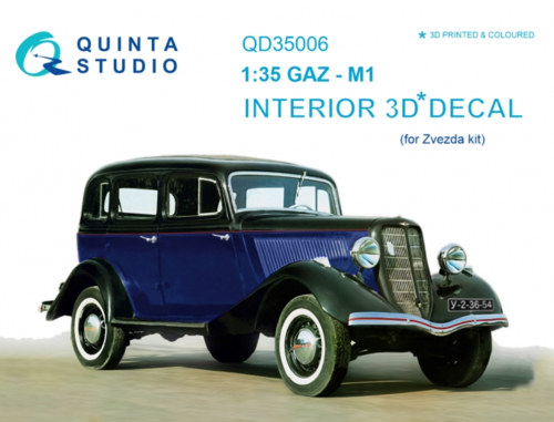 Quinta Studio QD35006 GAZ-M1 3D-Printed & coloured Interior on decal paper