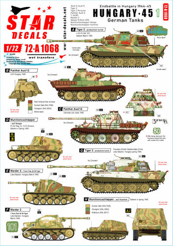 Star-Decals 72-A1068 Hungary '45 # 1. German tanks and AFVs in Hungary 1944-45.