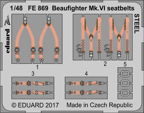 Eduard FE869 Beaufighter Mk.VI seatbelts STEEL TAMIYA