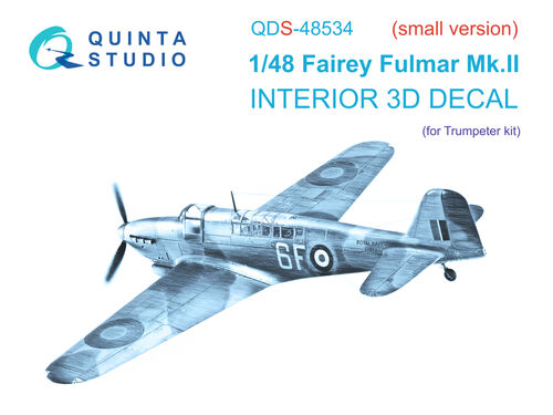 Quinta Studio QDS48534 Fairey Fulmar Mk.II - 3D-Printed & Coloured Interior on Decal Paper (for Trumpeter Kits / Small Version)