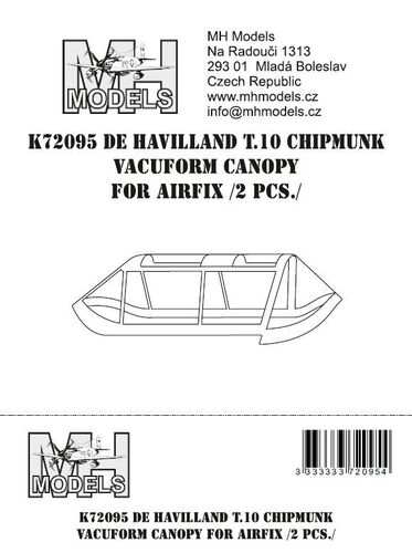 MH Models K72095 De Havilland T.10 Chipmunk Vacuform Canopy For Airfix (2pcs)