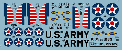Ventura 72105 Prototypes - Curtiss P-36 / P-40 and North American P-51 (Wright Field "arrow" markings)