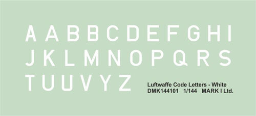 Mark I Decals DMK144101 Luftwaffe Code Letters - White (2 sheets)