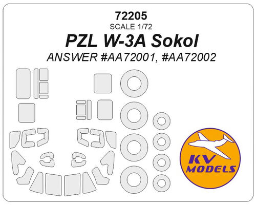 KV Models 72205 PZL W-3A Sokol (ANSWER #AA72001, #AA72002) And Wheels Masks