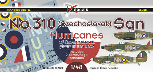 DKdecals 48058 No.310 (Czechoslovak) Sqn - Hurricanes Of Czechoslovak Pilots In The RAF