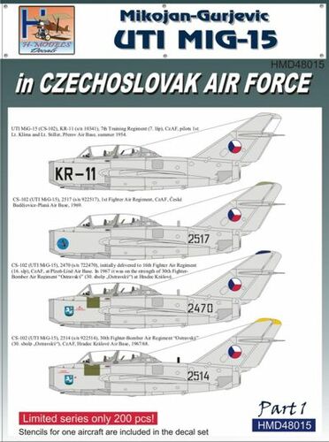 H-Model Decals D48015 Mikoyan MiG-15 UTI in Czechoslovak Air Force - Part 1
