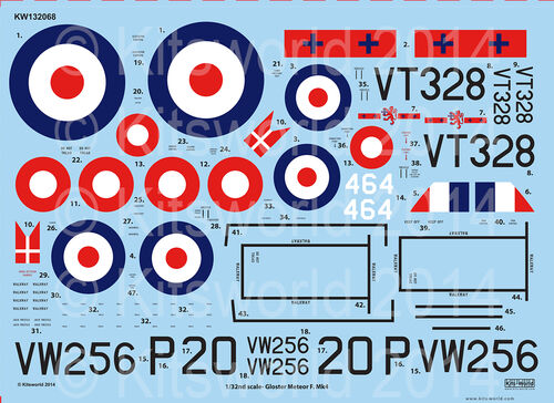 Kits World 132068 Gloster Meteor F.4 RAF / Royal Danish Naval Air Service