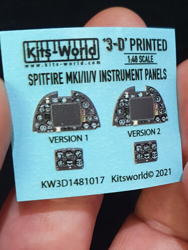 Kits World 3D1481017 Supermarine Spitfire Mk.I/II/V 3D Full colour Instrument Panel (for Airfix, Eduard, Hasagawa, ICM, Italeri, Revell, Special Hobby and Tamiya kits)