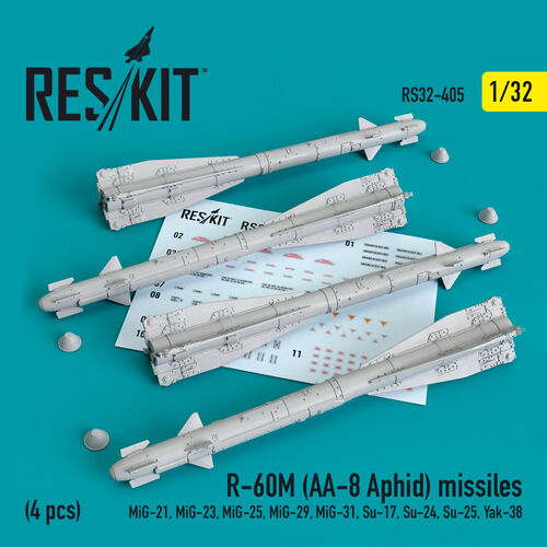 RES/KIT 32-0405 R-60М (AA-8 Aphid) Missiles (4 pcs) (MiG-21, MiG-23, MiG-25, MiG-29, MiG-31, Su-17, Su-24, Su-25, Yak-38)