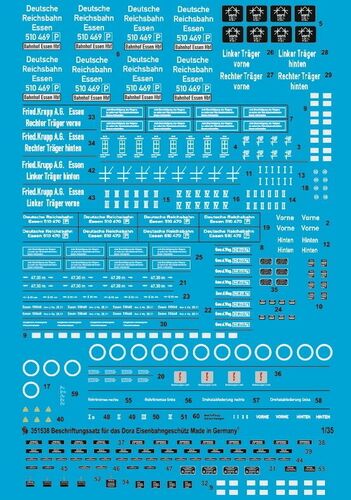 Peddinghaus-Decals 1538 Markings For The Dora Gun