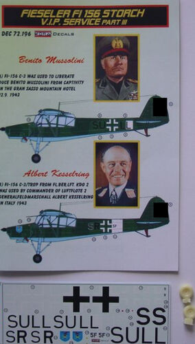 Kora Models Dec72196 Fieseler Fi-156C Storch VIP III Mussolini, Kesselring