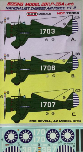 Kora Models NDT72055 Boeing model 281 (P-26A late) Nationalist Chinese AF Part 2