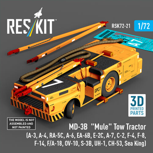 RES/KIT K72-0021 MD-3B 'Mule' Tow Tractor (A-3, A-4, RA-5C, A-6, EA-6B, E-2C, A-7, C-2, F-4, F-8, F-14, F/A-18, OV-10, S-3B, UH-1, CH-53, Sea King) (3D Printed Model Kit)