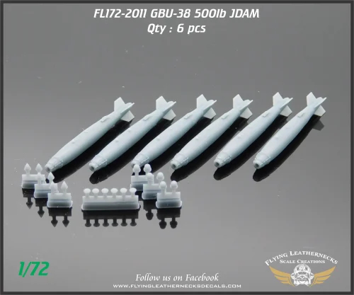 Flying Leathernecks 172-2011 GBU-38 500lb JDAM 3D-Printed (6 pcs)