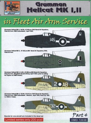H-Model Decals D72038 Grumman Hellcat Mk.I / Mk.II in FAA Service