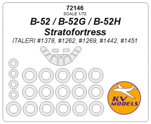 KV Models 72146 B-52 / B-52G / B-52H Stratofortress (ITALERI #1378, #1262, #1269, #1442) + wheels masks