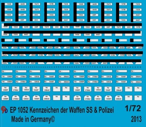 Peddinghaus-Decals 1052 Number Plates For German Police And Waffen SS