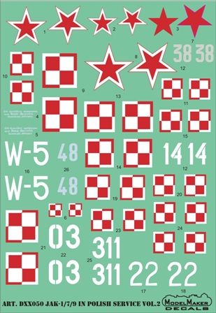 Model Maker Decals D48050 JAK-1/7/9 in Polish Service Vol.2