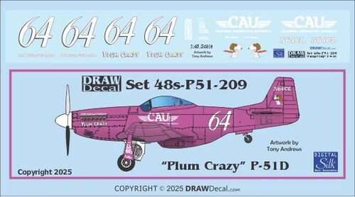 Draw Decal 48-P51-209 North American P-51 D Mustang - "Plum Crazy"