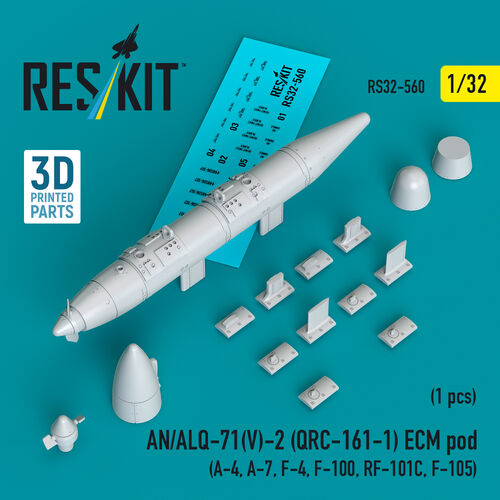 RES/KIT 32-0560 AN/ALQ-71(V)-2 (QRC-161-1) ECM Pod (1pc) (A-4, A-7, F-4, F-100, RF-101C, F-105) (3D Printed)