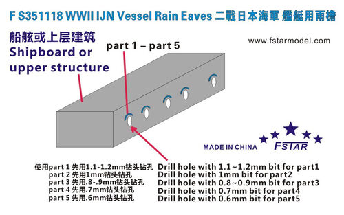 Five Star Model 351118 IJN WWII Rain Eaves for Vessels
