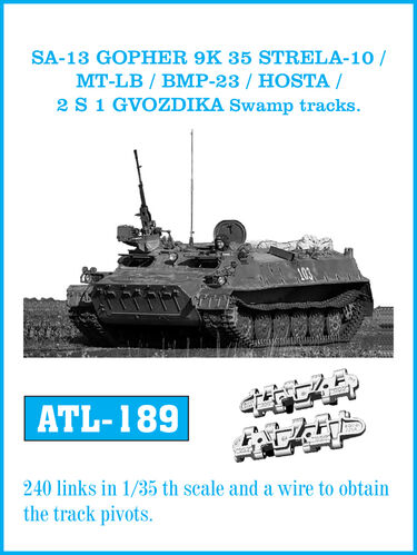 FriulModel 189 Tracks for SA-13 Gopher / 9 K 35 Strela-10 / MT-LB / BMP-23 / Hosta / 2 S 1 Gvozdika Swamp tracks