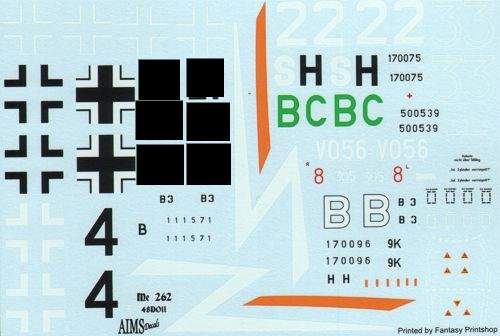 Aims 48D011 Messerschmitt Me-262 A-1 / B-2 Collection (8 schemes)