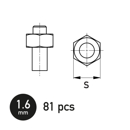 GasHans NB03011 Hexagonal Nut 1.6 mm