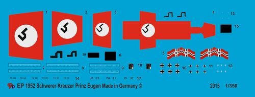 Peddinghaus-Decals 1952 Heavy Cruiser Prinz Eugen - Board Planes And S-Boot Markings