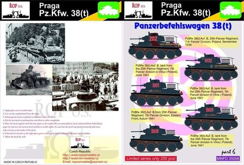 Ropos Models MNFDT35006 Praga Pz.Kpfw. 38(t) - Panzerbefehlswagen 38(t)