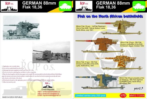 Ropos Models MNFDT72009 German 88mm Flak 18,36 - Flak on the North African battlefields