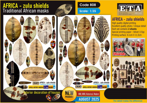 ETA DIORAMA ACCESSORIES 808 Africa - Zulu Shields & Traditional African Masks