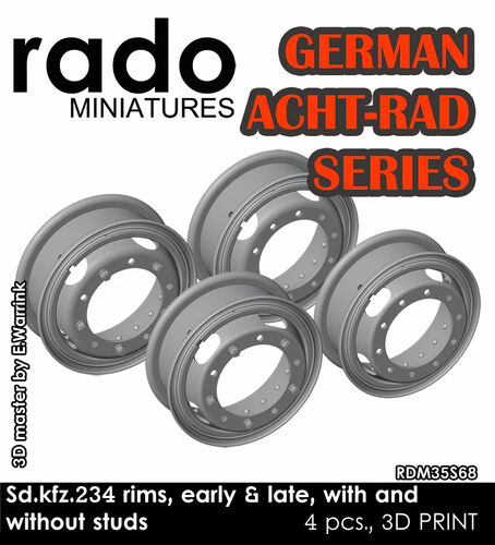 Rado Miniatures 35S68 Sd.kfz. 234 - Rims Early and Late (4 pcs / 3D Printed)