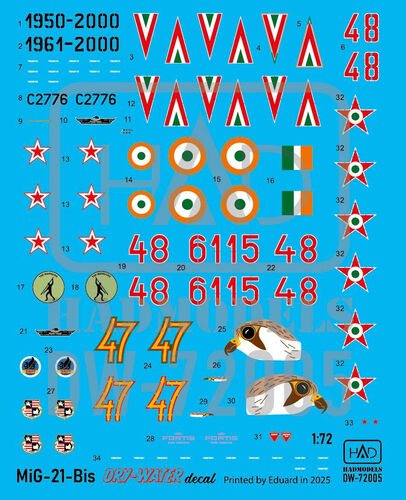HAD Models 72005 MiG-21 Bis - Dry-Water Decal Sheet