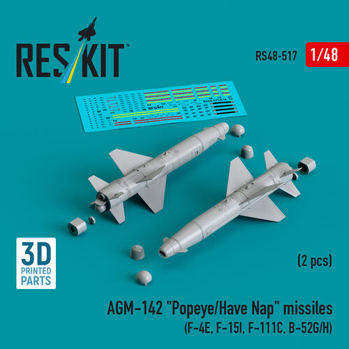 RES/KIT 48-0517 AGM-142 'Popeye/Have Nap' Missiles (2pcs) (F-4E, F-15I, F-111C, B-52G/H) (3D Printed)