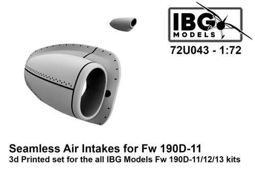 IBG 72U043 Focke-Wulf Fw-190 D-11 / D-12 / D-13 - Seamless Air Intakes 3D-Printed (for IBG kits)