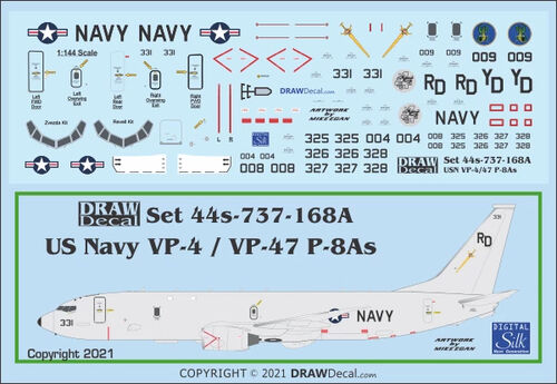 Draw Decal 44-737-168A Boeing P-8A Poseidon - US Navy VP-40 and VP-47 Squadrons Decals