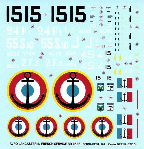 Berna Decals 72093 Avro Lancaster B.I/III and Mk.VII Aeronautique Navale Decals