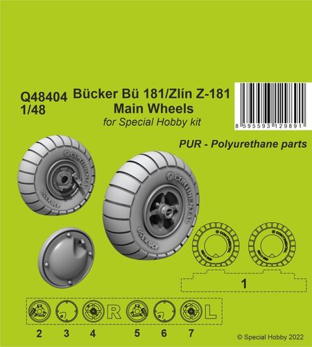 CMK Q48404 Bücker Bü 181/Zlín Z-181 Main Wheels (for Special Hobby kit)