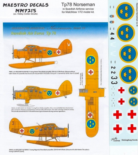 Maestro Models D7215 Tp78 Norseman in Swedish Airforce Service
